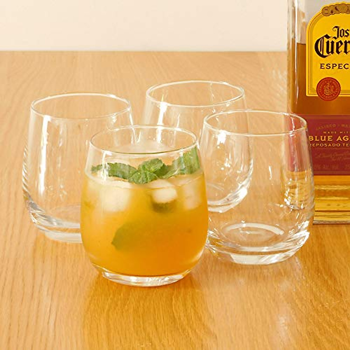 12 Ounce Stemless Wine Glasses/Whiskey Glasses/Beverage Glasses, Set of 4 Great For Drinking Wine, Whiskey or Juice, Versatile Glass Cups/Glassware Sets/Glass Tumblers