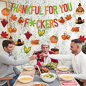 Thanksgiving Decorations Indoor,Thankful for You Friendsgiving Party Decorations colourful Friends Giving Party Decorations Pre-Assembled Banner