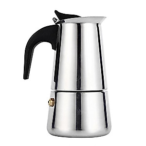 GOTOTOP Espresso Coffee Maker,100ml Stainless Steel Espresso Percolator Coffee Mocha Coffee Pot Kettle Stove Top Maker Mocha Pot for Use on Gas or Electric Stove (100ml)