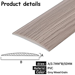 Vinyl Floor Transition Strip 2" Wide, Self-Adhesive, Flat, Laminate Floor Strip with Strong Backing (6.56Ft,Grey Wood)