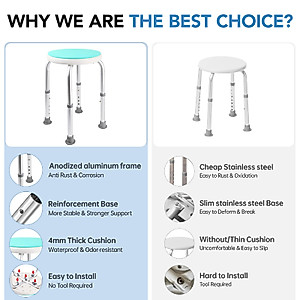 Shower Stool for Inside Shower,Adjustable Shower Chair for Inside Tub with Anti Slip Bath Seat, Small Shower Chair for Elderly and Disabled, Adjustable Bath Stool Shower Seats for Adults 350 lbs