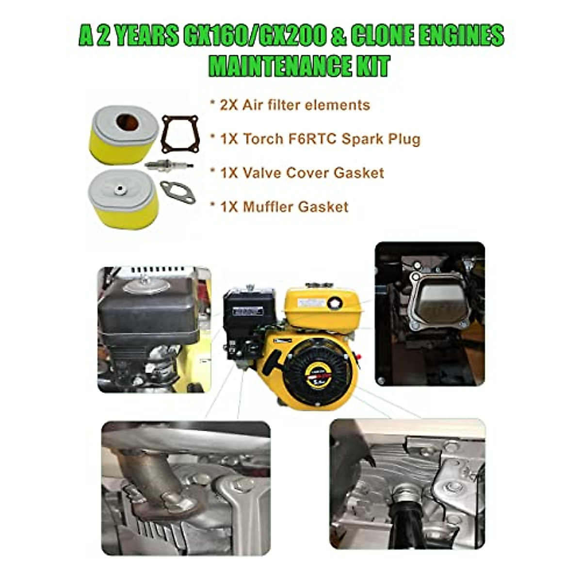 AFZE18 GX160 GX200 Air Filter for Honda and Clones GX120 Coleman Ct200u Bt200x MB165 MB200 159cc 196cc 212cc 17210-ZE1-505