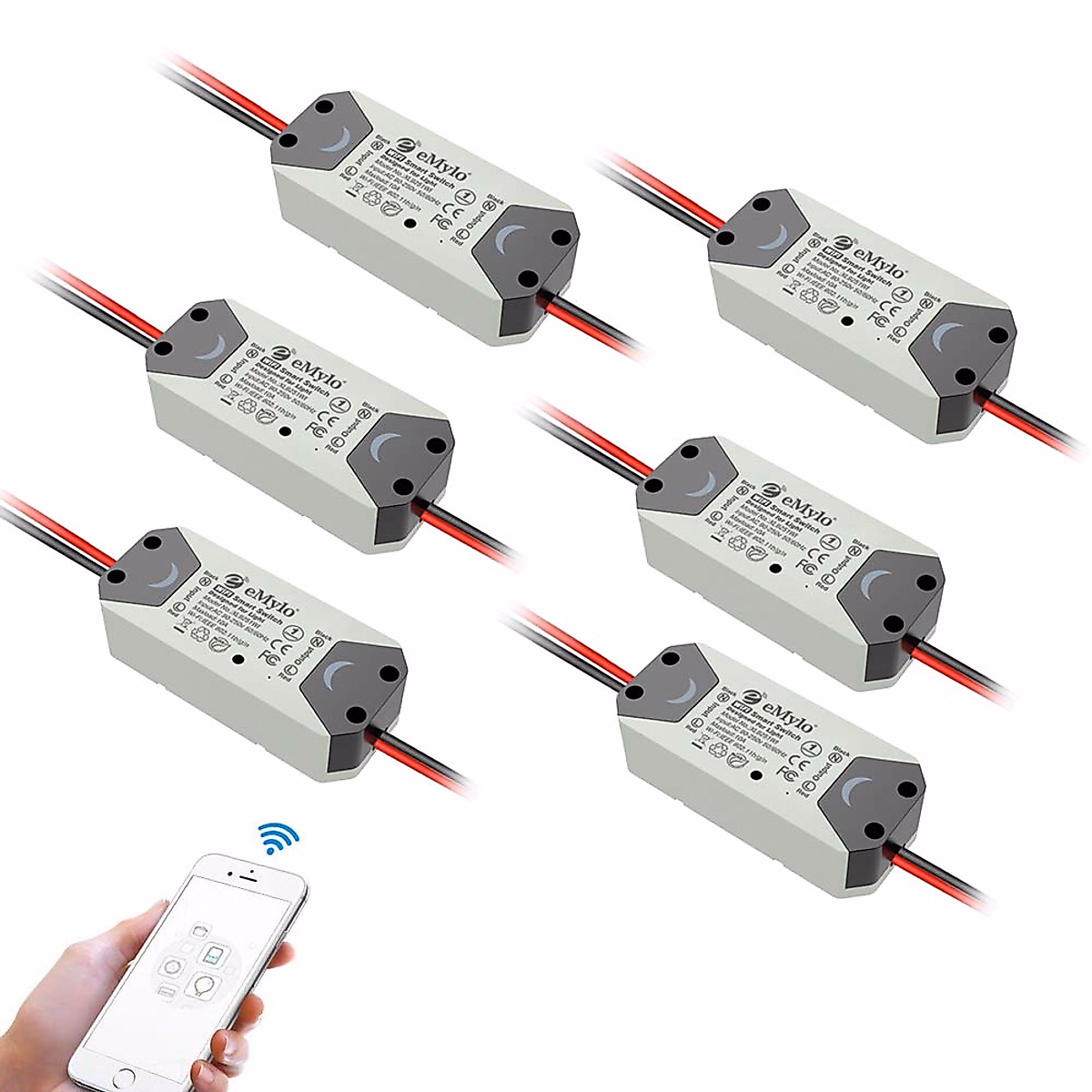 eMylo WiFi Relay Switch Wireless Light Remote Control Module for Smart Home Automation Compatible with Alexa 6 Packs