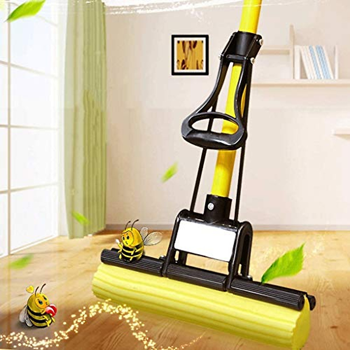 Yellow Home Kitchen PVA Sponge Mop, Super Absorbent PVA Foam Sponge Mop All Purpose Floor Cleaner