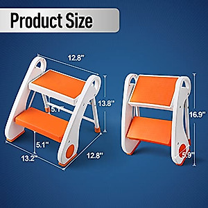 Topfun 2 Step Stool for Kids, Anti-Slip Toddler Two Step Stool for Bathroom Sink Kitchen, Sturdy Toilet Potty Training Step Stool, Hold up to 450lbs, Non-Slip Feet and Top Platform