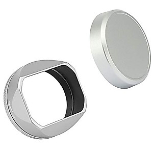 Haoge Square Metal Lens Hood for Fuji Fujifilm FinePix X100V X100F X100 X100S X100T X70 Camera Accessories Silver with Cap and 49mm Adapter Ring Kit