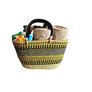African Basket - Ghana Bolga - Gambibgo Oval Shopping Basket - 20" Across