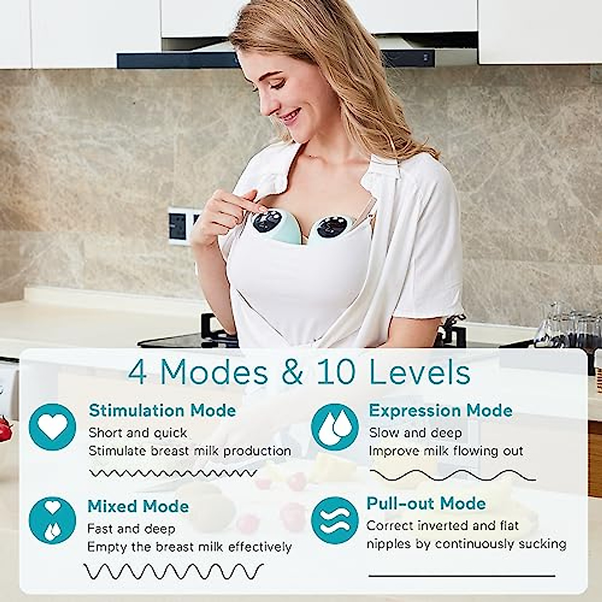 Paruu P3 Wearable Breast Pump Hands-Free, All-in-one Milk Storage, Breast Pump Portable, 4 Modes & 10 Levels, Electric & Smart Display, Memory Function, 17/21/25mm Flange (2 Packs)