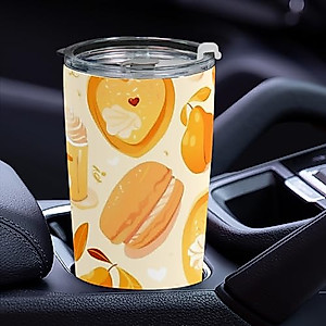 QWEUIOP 20oz Insulated Travel Coffee Mug Cake Peach Pattern Stainless Steel Tumbler with Lid Double Wall Vacuum Coffee Cup For Hot and Cold Drinks14134