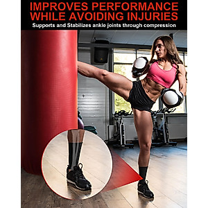 Handepo 4 Pairs Muay Thai Ankle Wraps MMA Ankle Support Foot Sleeve Ankle Braces for Men Women Kickboxing Martial Arts Gym Running Sports(Black, Red, Blue, Gray)