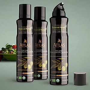 Organic Extra Virgin Olive Oil Spray, Polyphenol Rich Moroccan Oil, Cooking Spray Non Stick, Cold Pressed EVOO Oil, Hydroxytyrosol Keto Olive Oil, 5.4 fl oz. Bottle, Pack of 3