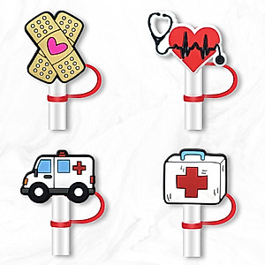 8Pcs Medical Straw Cover for Tumbler Cap, Nurse Silicone Straw Topper, 10mm Drinking Straw Tip Covers for Accessories (Medical)