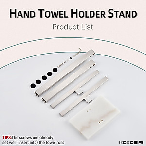 KOKOSIRI Hand Towel Holder Free-Standing Towel Racks with Marble Base for Bathroom Kitchen Vanity, Brushed Stainless Steel 15.7'' Height THS0001-SM-BR