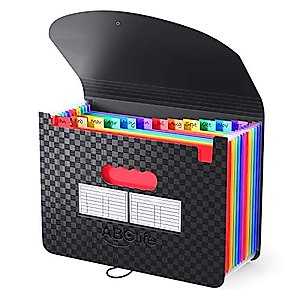 ABC life Accordian File Organizer 13 Pockets,Expanding File Folder/Portable A4 Letter Size Filling Box, Expandable Desktop Accordion Folder, Plastic Paper Document Coupon Organizer with Colored Labels