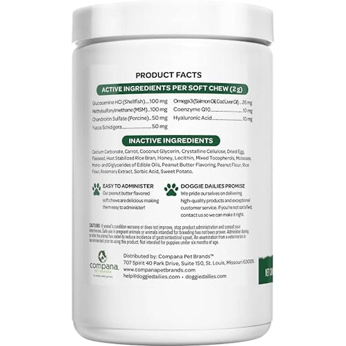 Doggie Dailies Glucosamine for Dogs - 225 Chews - Joint Supplement for Dogs of All Breeds & Sizes - Hip and Joint Supplement for Dogs - Premium Glucosamine and Chondroitin for Dogs (Peanut Butter)