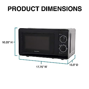 West Bend WB0700MWMVB Microwave Oven 700-Watts Compact Mechanical with 5 Power Settings, Defrost, Full Range Temperature Control and Glass Turntable, 0.7-Cu.Ft, Black