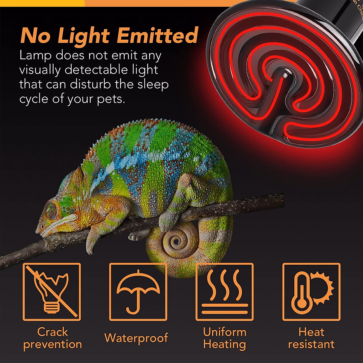 Simple Deluxe 100W/150W Reptile Heat Bulb and 8.5/10.5 inch Clamp Light, 40-108 Degrees Fahrenheit Digital Thermostat Controller and Thermometer Included, for Amphibian Pet & Incubating Chicken