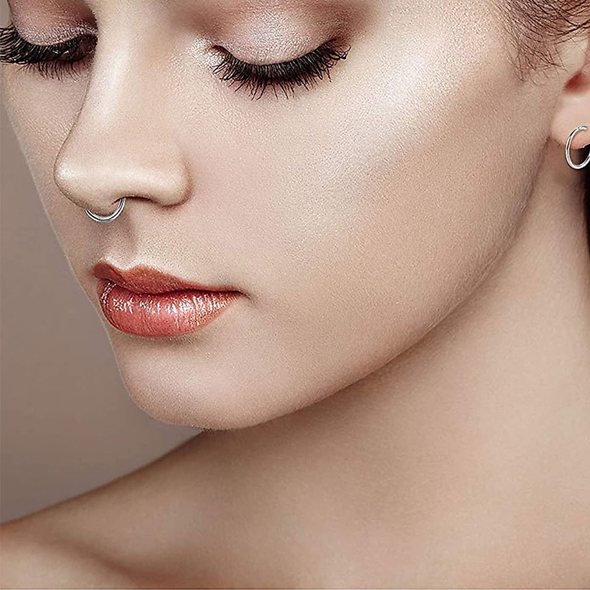 YSWUJIN 1pc Grade 23 Titanium Nose Rings 20G 18G 16G 14G Septum Jewelry Hinged Segment Ring Body Piercing Hypoallergenic Nose Hoop Lip Rings Nose Helix Cartilage Rook Earrings (16 Gauge, 6mm)