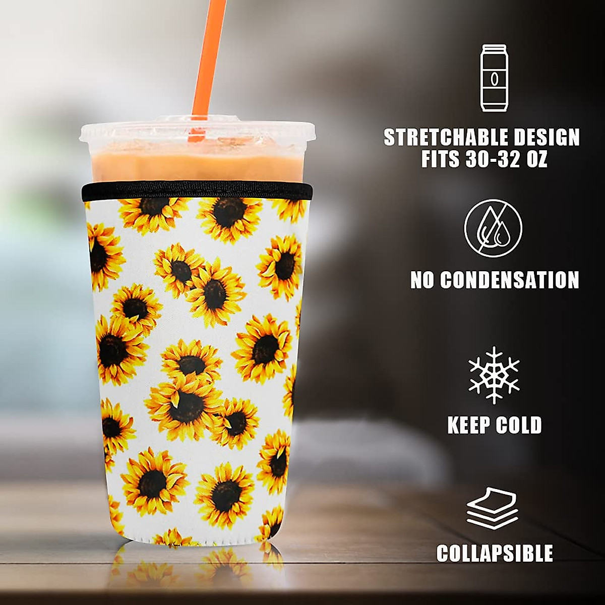 3 Pack Reusable Coffee Sleeves - Tall/Grande, Venti, Trenta - P.LOTOR Soft Cups - Iced Coffee Cozy Insulator - Neoprene Holder for Dunkin Donuts Coffee, McDonalds Coffee, Mccafe Coffee, Starbucks J