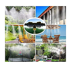 Furnrubden Misting Cooling System with Pump, Patio Misting System, 40FT Tubing +16 Brass Spray Nozzles, Outdoor Water Patio Misters for Outside Patio, RV Camper Marine Greenhouse, Fan, Trampoline