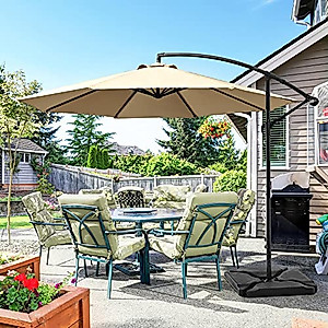 Yaheetech 4PCS Umbrella Base Heavy-Duty Square Cantilever Offset Patio Umbrella Stand - Outdoor Banana Parasol Umbrella Base Weight Water or Sand Filled for Garden Lawn Backyard Market, Black