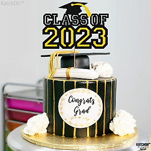 KatchOn, Graduation Cupcake Stand 2024-3 Tiers, Black and Gold Cupcake Holders | Graduation Cupcake Liners | Graduation Cupcake Holder Cake Decorations | Black and Gold Graduation Decorations 2024