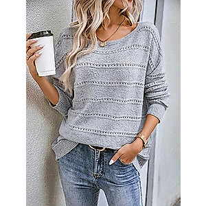 Milumia Women's Off The Shoulder Sweater Long Sleeve Oversized Knit Boat Neck Jumper Tops A Light Grey Medium