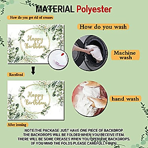 Greenery Succulent and Eucalyptus Leaves Photography Backdrop Bloom Eucalyptus Leaves Photo Background for Happy Birthday Party Decoration Cake Table Banner Supplies 7x5ft