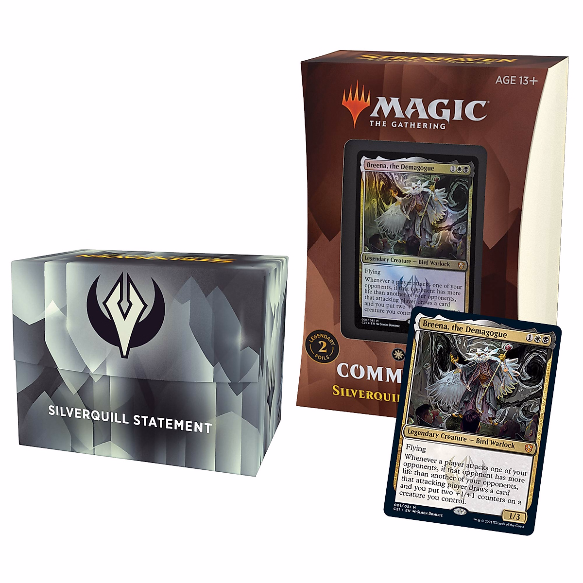Magic The Gathering Strixhaven Commander Deck – Silverquill Statement (Black-White), 13+ years