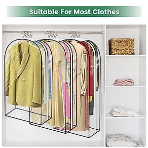 Carbrea Garment Bags for Travel - 43 Inches All Clear Garment Bag for Hanging Clothes 10 Inches Gusseted Suit Bags for Men Travel Dance Bag Clothing Storage Bags for Women Clothes Storage 3 Pack