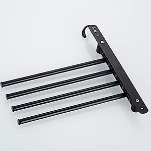 ELLO&ALLO Oil Rubbed Bronze Towel Bars for Bathroom Wall Mounted Swivel Towel Rack Holder with Hooks 4-Arm