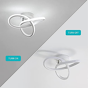 AUA LED Ceiling Light, Modern Semi Flush Mount Ceiling Lights Fixture, 22W Cool White 6500K Hallway Light Fixtures Ceiling Lamps for Kitchen Dining Room Living Room Bedroom Spiral Design