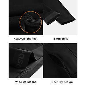 LAPASA Men's Thermal Underwear Bottom Long Johns Pants Fleece Lined Base Layer Lightweight Stretchy Cold Weather Winter Thermoflux 300 Extra Warm M25 Medium Black