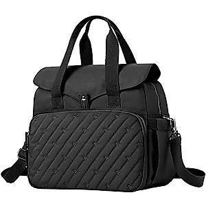 Anfeichen Insulated Lunch Bag Women For Work,Leakproof Lunch Box for Men Large Lunch Tote Bag,Embroidered Cooler Bag with Shoulder Strap (Black)