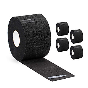 Disposable Paper Barber Neck Strips - 5 Rolls 500 Strips Black Professional Stretchy Paper Neck Band for Salon Haircut Styling