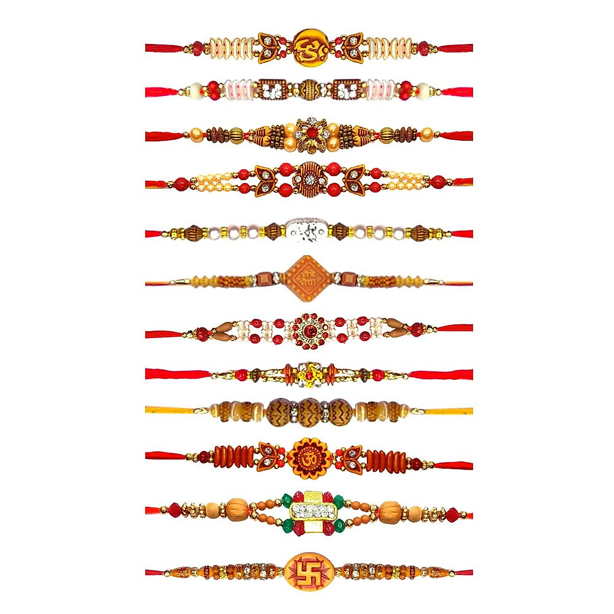 Tuelip Set of 12 Premium Rakhi Set, Rakhi for Brother and Bhabhi, Rakhi Bracelet, Rakhi Thread Rakhee for Brother Raksha Bandhan Bracelet Bhaiya Bhabhi (Pack of 12)
