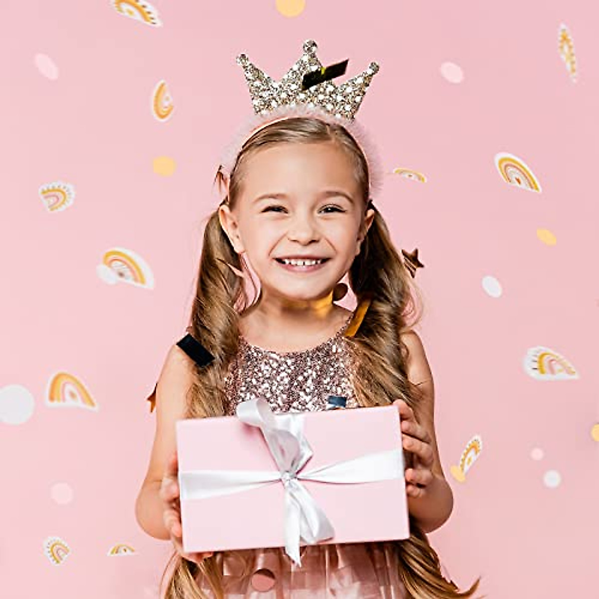 300 Pcs Rainbow Paper Confetti Rainbow Confetti Table Decorations with 1000 Pcs Round Tissue Paper Table Confetti Dots Rose Gold Confetti for Tables Gift Boxes, Birthday Baby Shower Wedding Decor