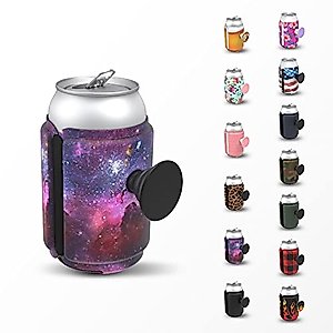PopSockets PopThirst Can Koozie, Drink Holder, Koozies for Cans - Blue Nebula