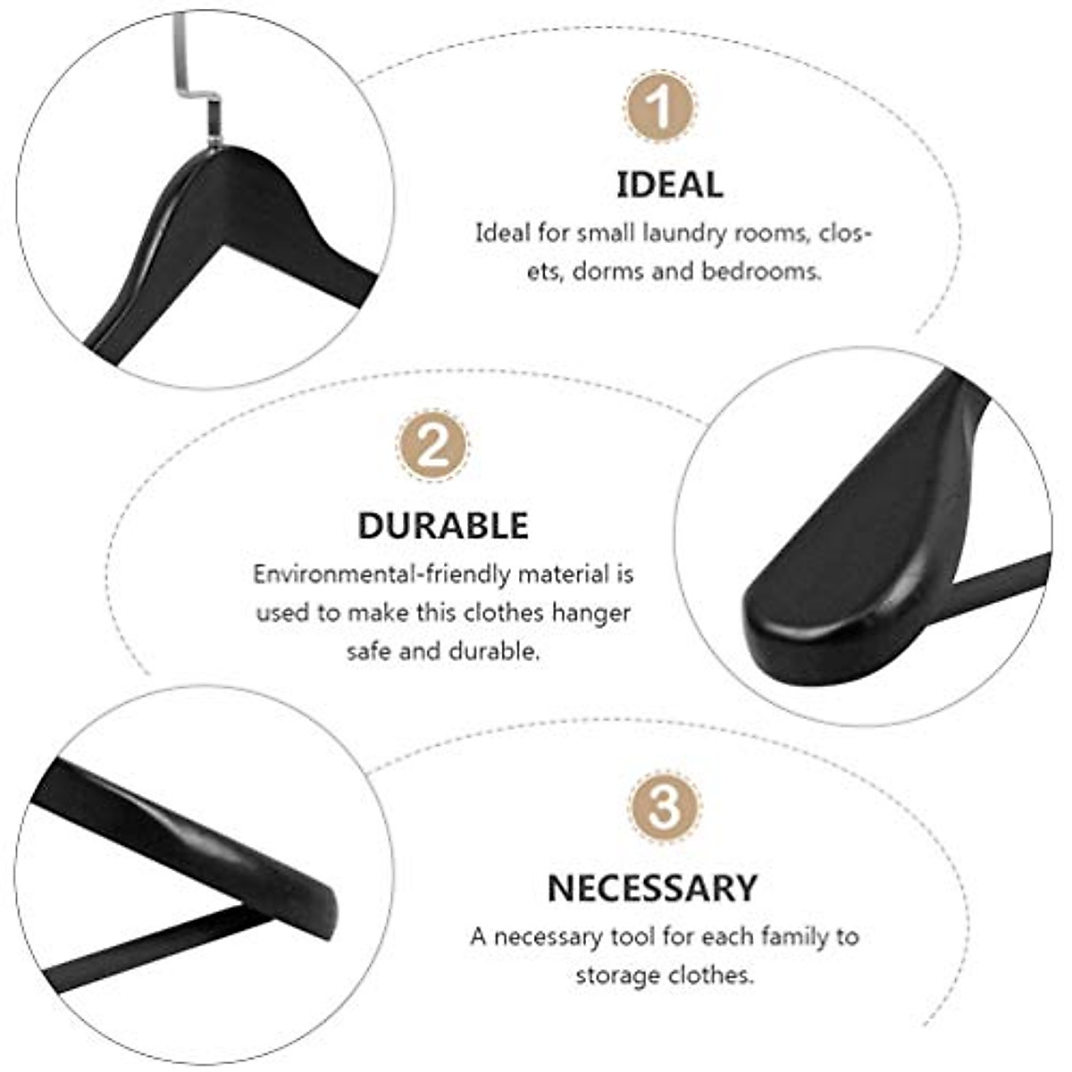 Hemoton Wide Shoulder Wooden Hangers Wood Suit Hanger Coat Hanger with Non Slip Pants Bar for Dress Jacket Heavy Clothes Hangers Black 45X25.5CM