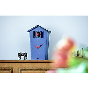 KOOKOO BirdHouse Blue, modern design cuckoo clock with 12 natural bird voices or cuckoo call