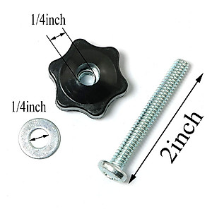 Pro Bamboo Kitchen 8 Sets Black Knobs Kit Galvanized Iron Philip's Head Screw 1/4-20x2" and 1/4" Hex Hand Nut Plus 1/4" Galvanized Iron Flat Washer