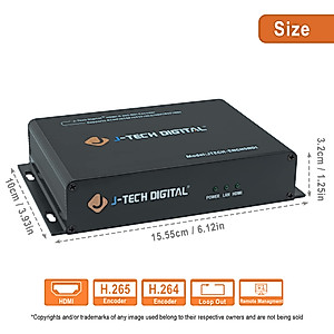 J-Tech Digital HDMI Encoder 1080P H.264 H.265 IPTV Livestream Encoder with Audio Embed Supports NDI HX HX2, RTSP, RTMP RTMPS, HTTP, UDP, ONVIF [JTECH-ENCH5NDI|HX]