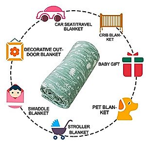 Minky Baby Blanket, Super Soft Toddler Blanket with Plush Dotted Backing, Double Layer Newborn Boy Girl Receiving Blanket for Nursery Bed Toddler Crib, Sage Green Dandelion Flower, 30 x 40 Inches