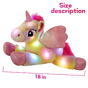 Glow Guards 18" Light up Musical Rainbow Unicorn Stuffed Animal,Glitter Sequins Unicorn Plush Toy,Children's Day Birthday Holiday Christmas Valentine's Day Gifts for Girls Toddlers