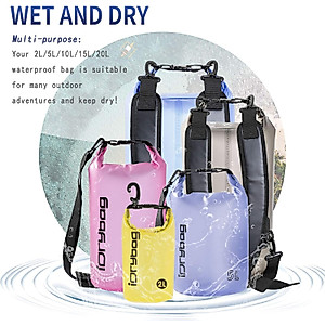 IDRYBAG Clear Dry Bag Waterproof Floating 2L/5L/10L/15L/20L, Lightweight Dry Sack Water Sports, Marine Waterproof Bag Roll Top for Kayaking, Boating, Canoeing, Swimming, Hiking, Camping, Rafting