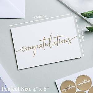 Congratulations Cards with Envelopes and Matching Stickers, Matte Gold Foil Design - Bulk Pack of 20, 4x6 Inch Minimalistic - Suitable for Business, Graduation, Weddings and Milestone Celebrations