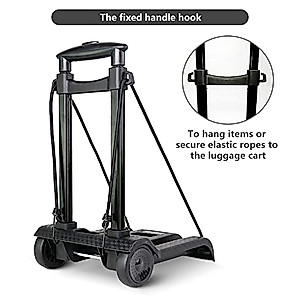 Acroma Folding Luggage Cart with 2 Elastic Ropes, 77 lbs Portable Hand Truck, 2-Wheeled Utility Dolly Cart Ideal for Travel, Moving, Shopping, Office Use and More