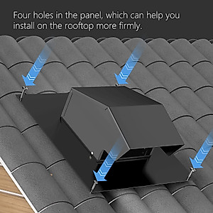 Hon&Guan 6 Inch Removable Roof Vents Roof Dryer Vent Cap for Houses Galvanized Steel 6 Inch Exhaust Vent for Ventilation System-with Damper, Black.