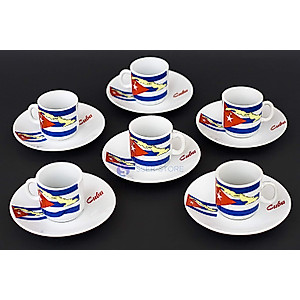 Cuban Expresso Cup Set. 6 cups, 6 saucers. Total 12 Pieces.