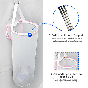 MIFNRO Large Capacity Sock Laundry Bag With Wire Construction Opening Use YKK Zipper Tote Bag Bathroom Hanging Suitable For Underwear, Socks Fine Mesh Laundry Bag 1 Pink